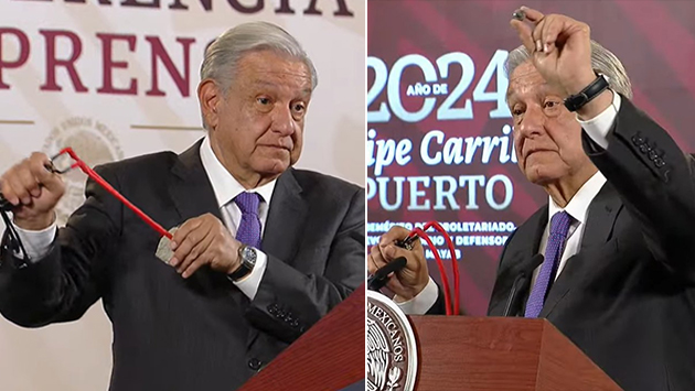 ‘Estos eran los que querían el diálogo’: AMLO muestra presunta arma de ...